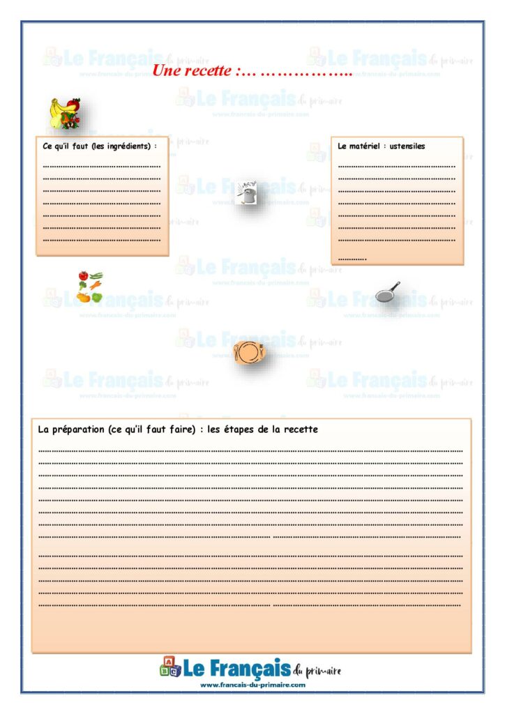 La recette | Le français du primaire