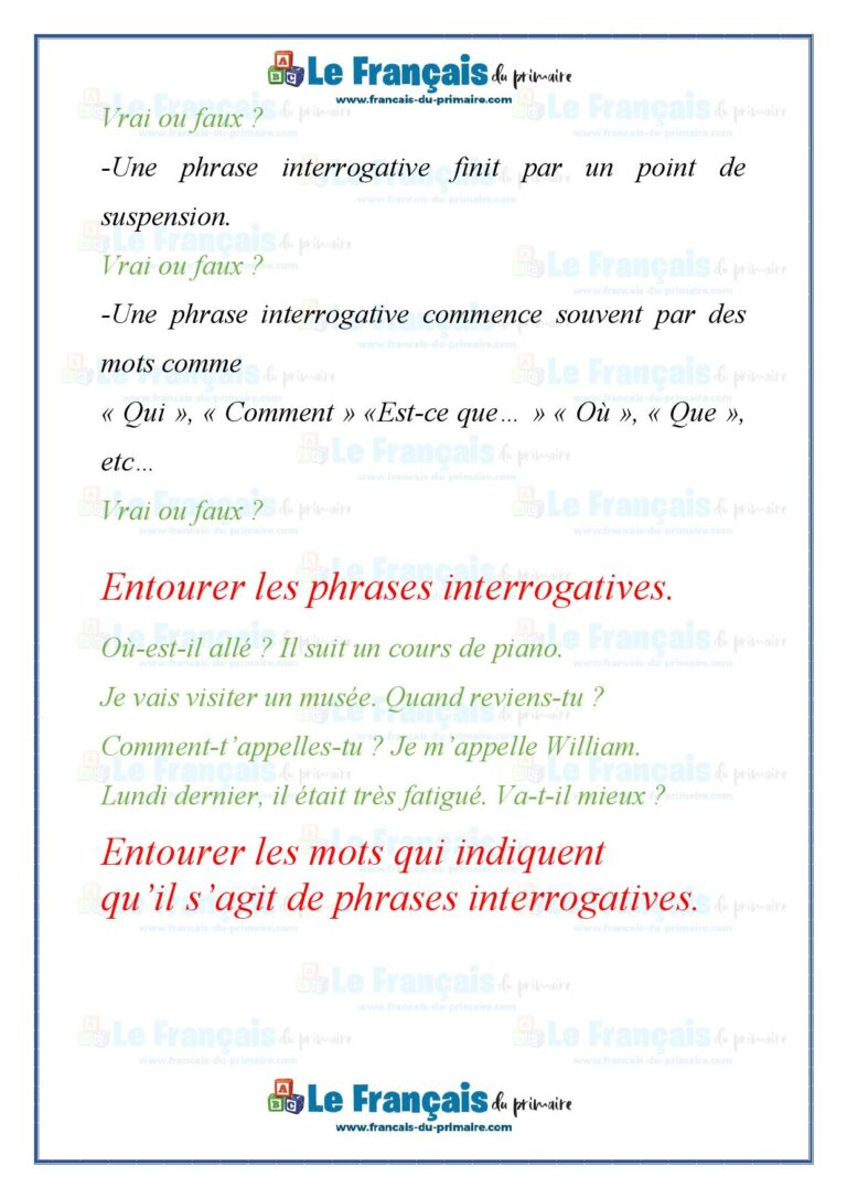 Qu’est-ce qu’une phrase interrogative ? | Le français du primaire