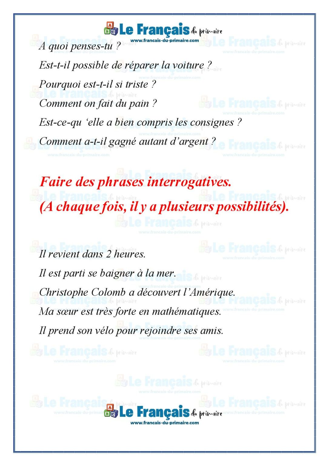 Qu’est-ce qu’une phrase interrogative ? | Le français du primaire