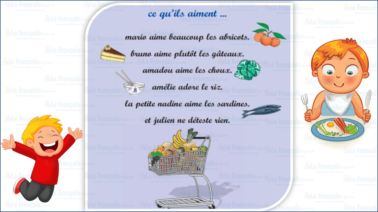 Poème : Ce qu'ils aiment ( 3ème année ) | Le français du primaire