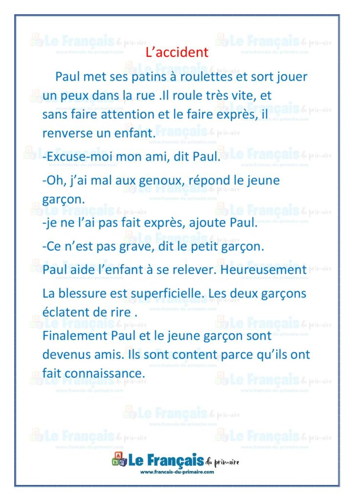 L'accident | Le français du primaire