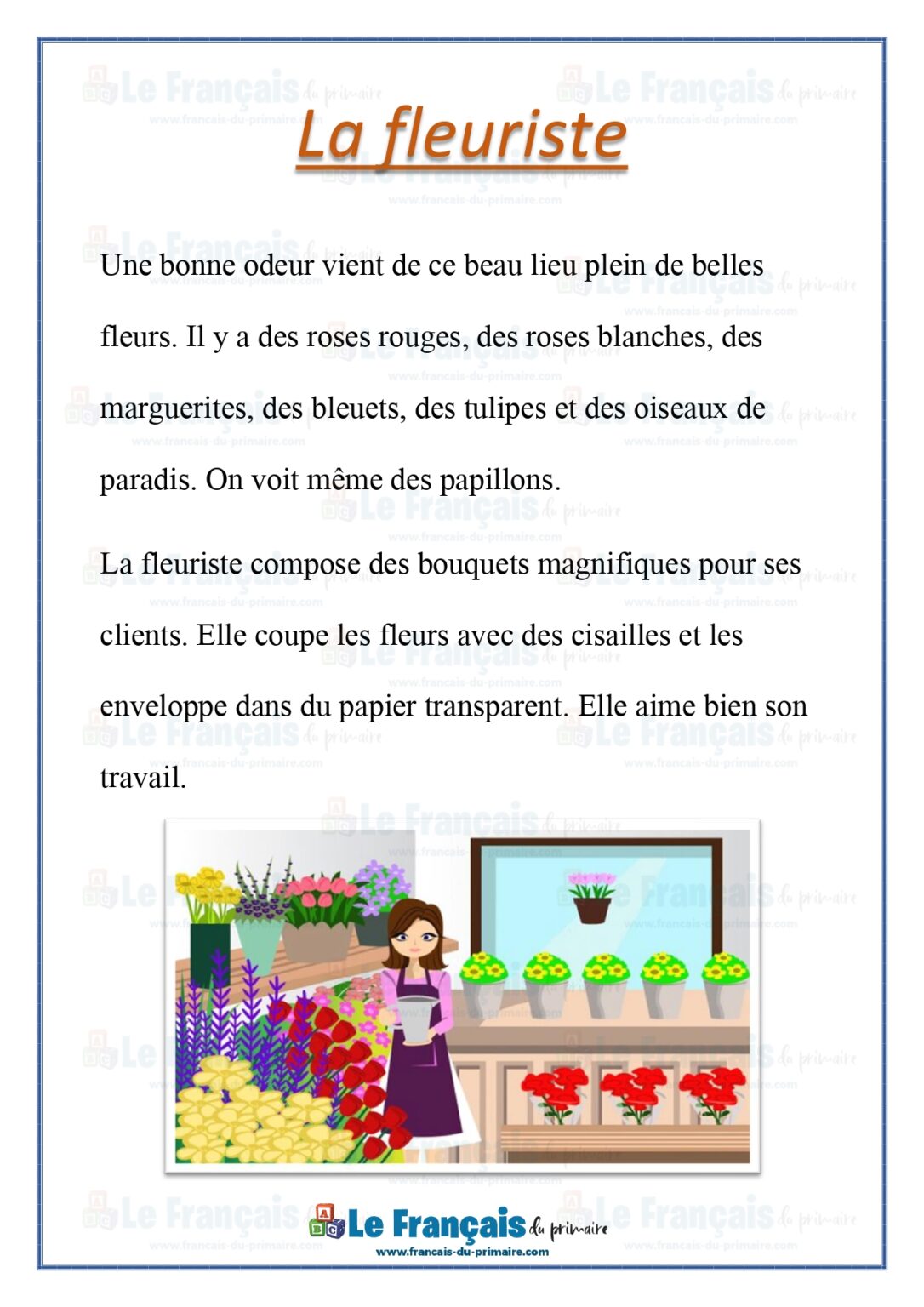 Le/La fleuriste | Le français du primaire