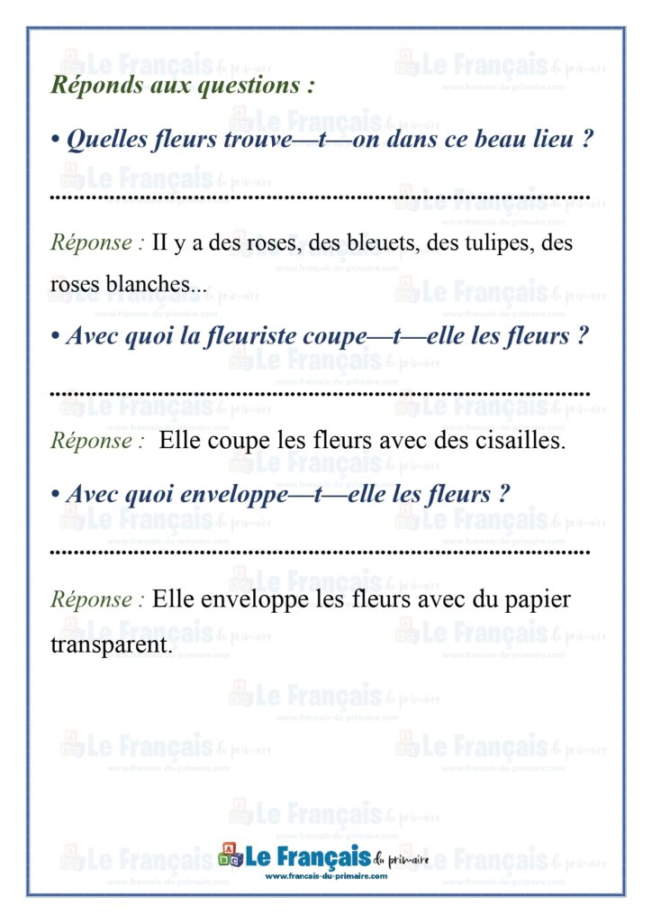 Le/La fleuriste | Le français du primaire