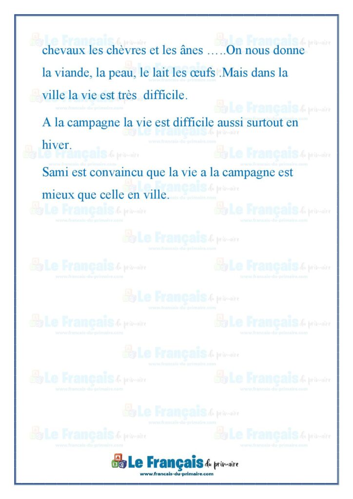 La vie à la campagne / à ville | Le français du primaire