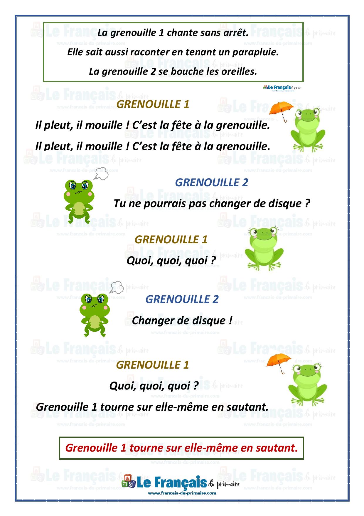 Sketch les deux grenouilles | Le français du primaire