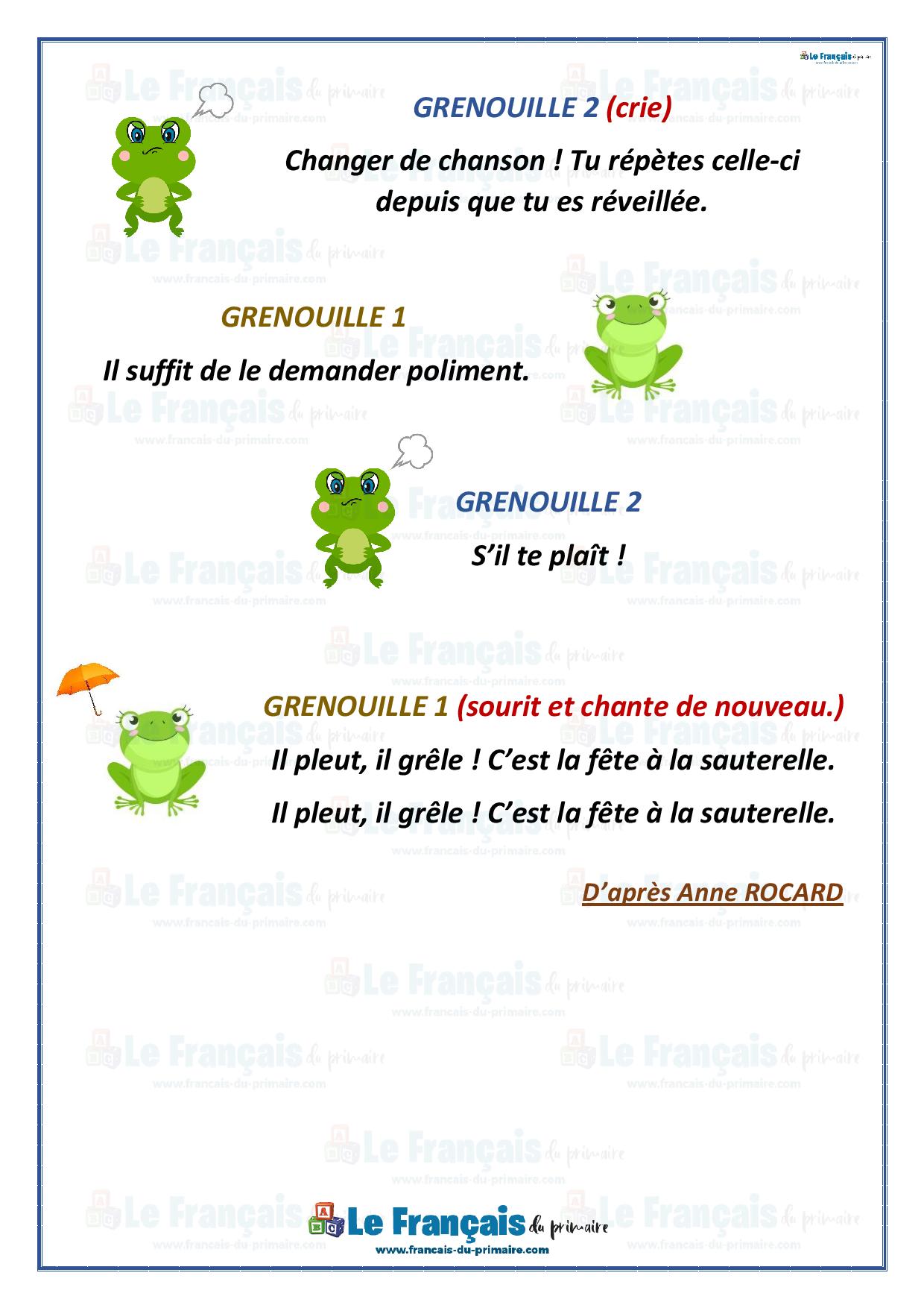 Sketch les deux grenouilles | Le français du primaire