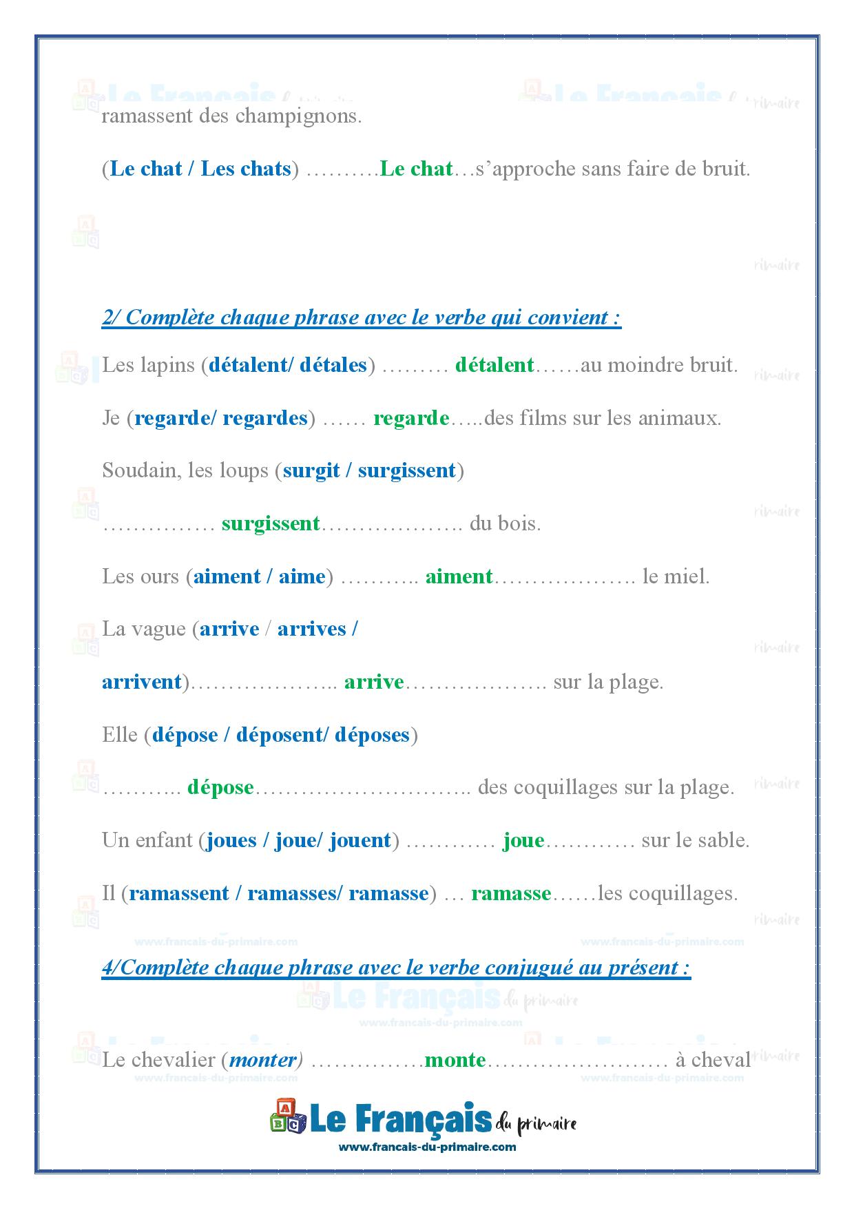 L'accord sujet/verbe | Le français du primaire