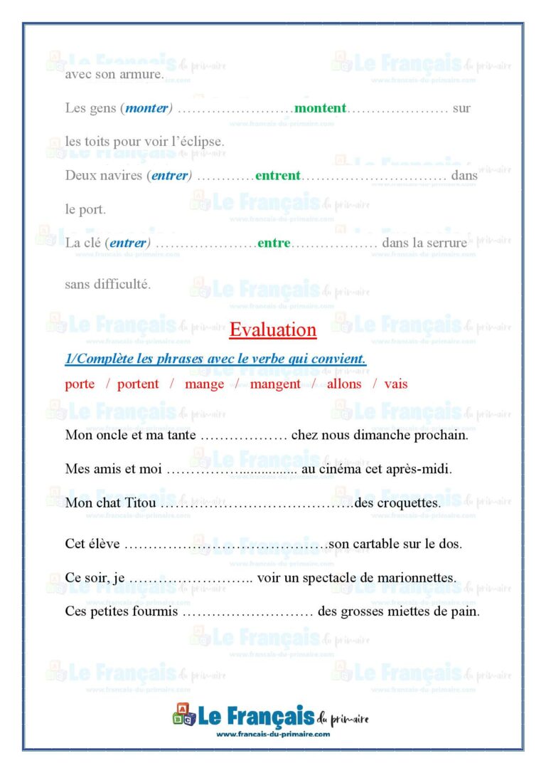 L'accord sujet/verbe | Le français du primaire