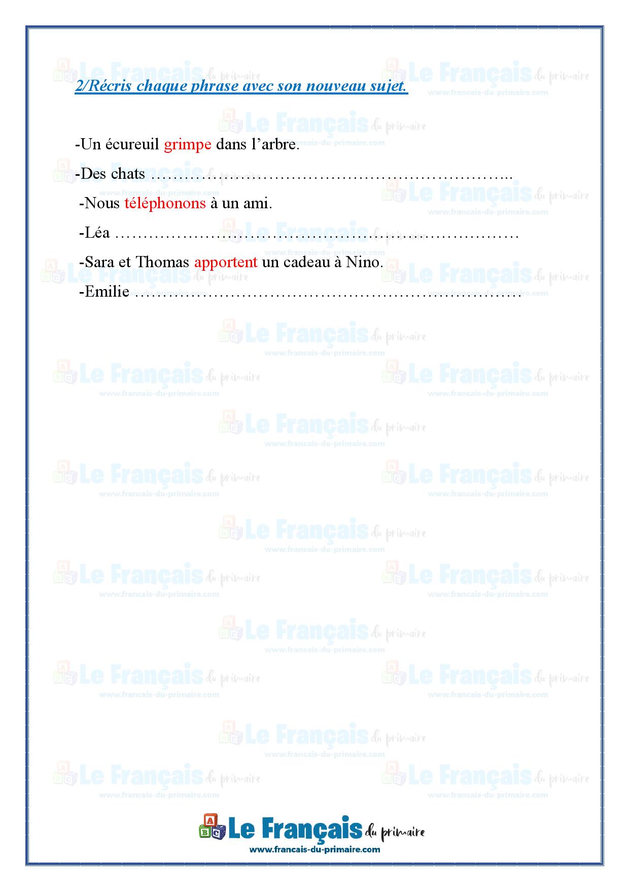 L'accord sujet/verbe | Le français du primaire