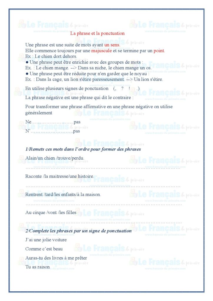 La phrase | Le français du primaire
