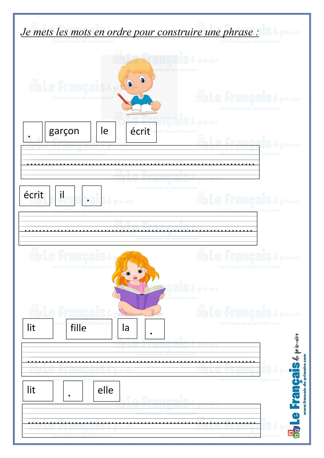 Je construis une phrase | Le français du primaire