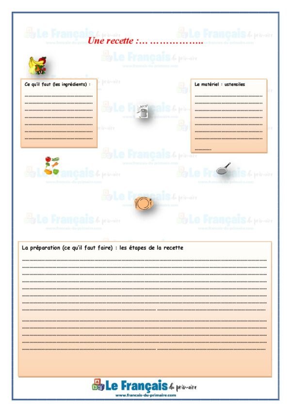 La recette | Le français du primaire
