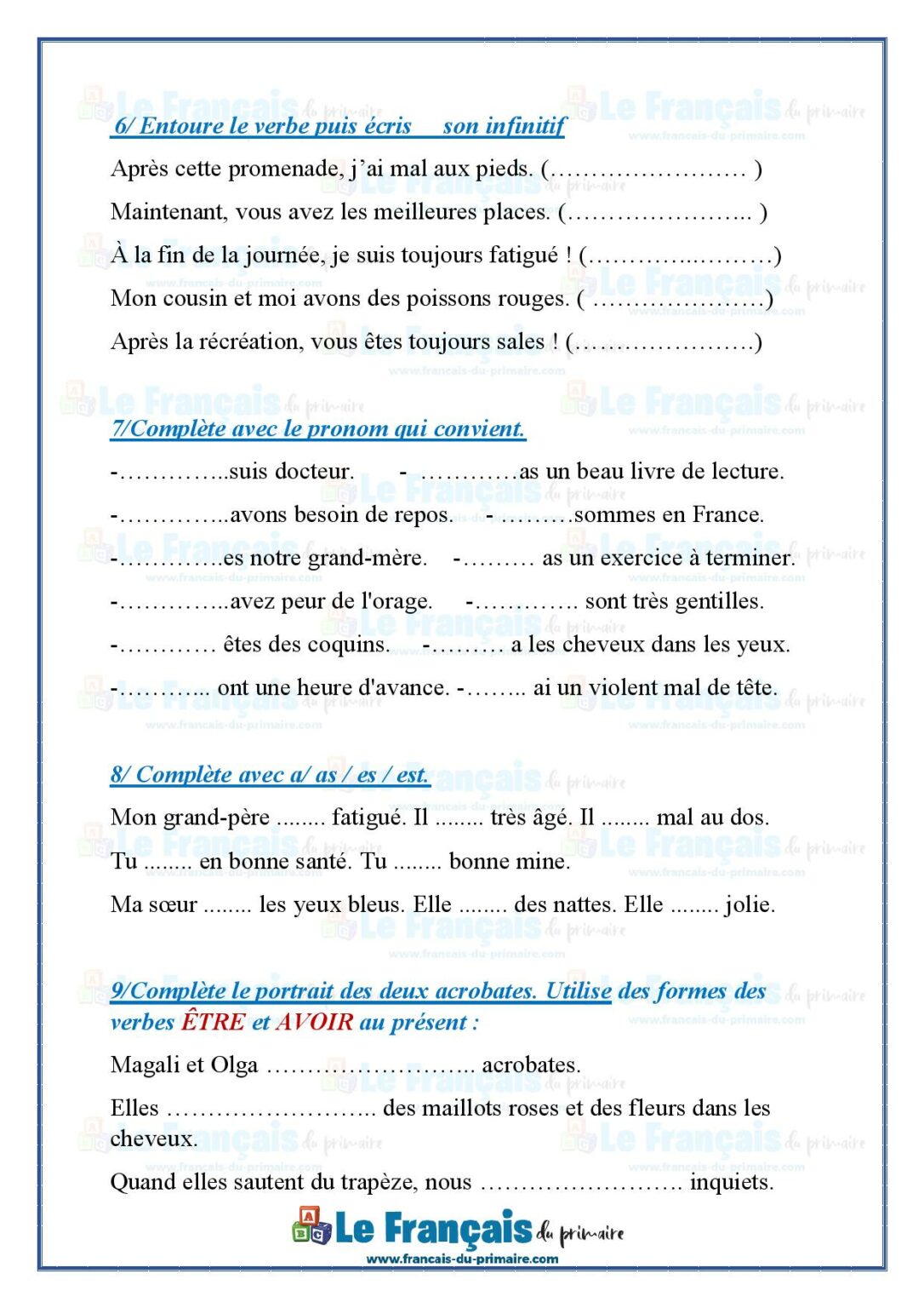 Le verbe être et le verbe avoir au présent de l'indicatif | Le français ...