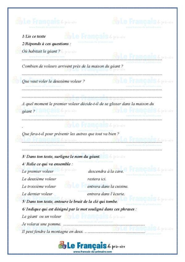 Lecture compréhension CE1/CE2 | Le français du primaire