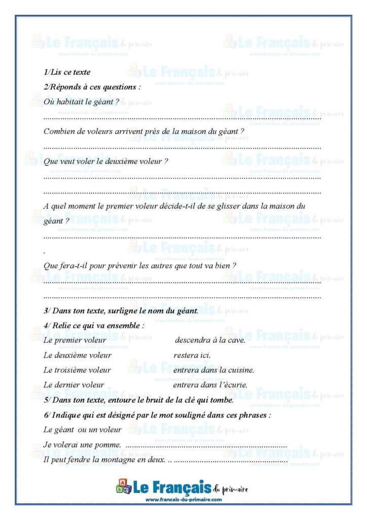 Lecture compréhension CE1/CE2 | Le français du primaire