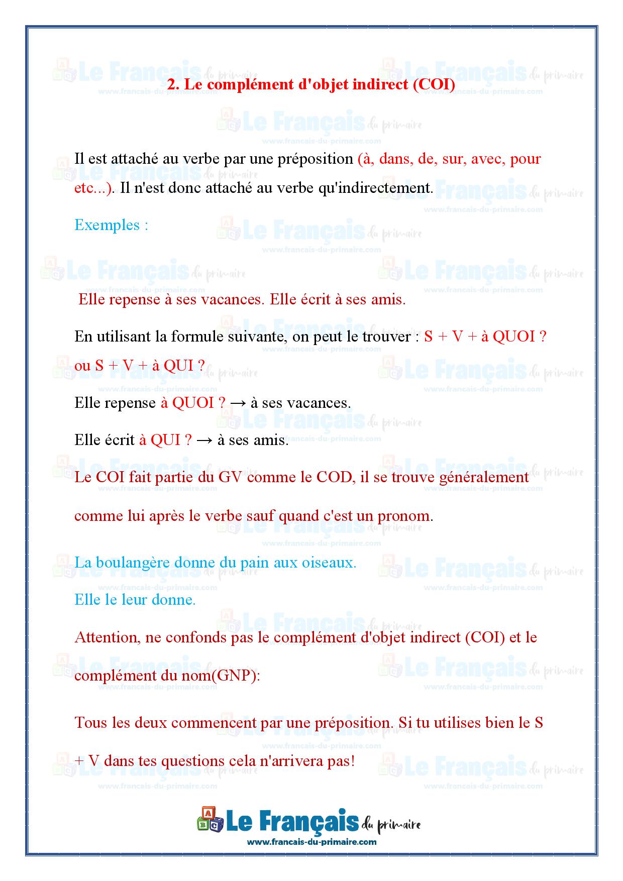 Les compléments essentiels | Le français du primaire