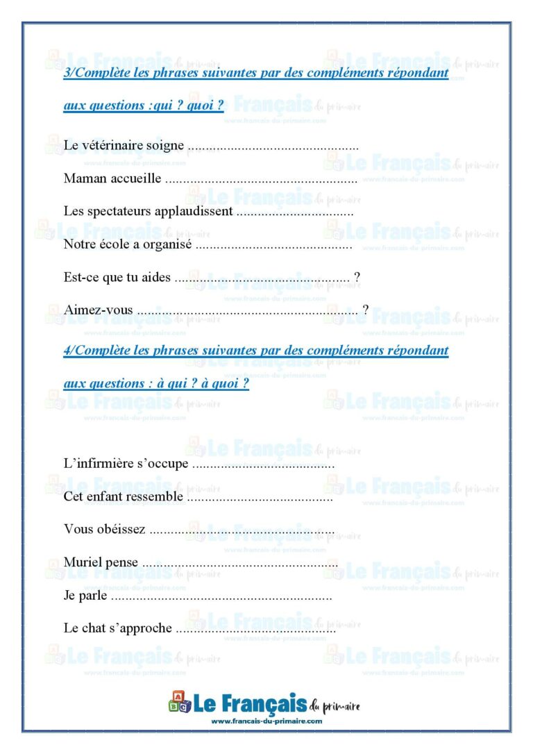 Les compléments essentiels | Le français du primaire
