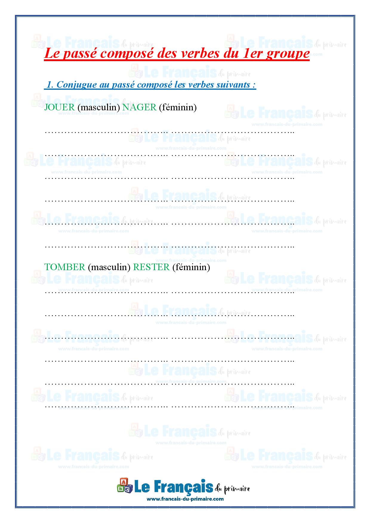 Les verbes du 1er groupe au passé composé | Le français du primaire