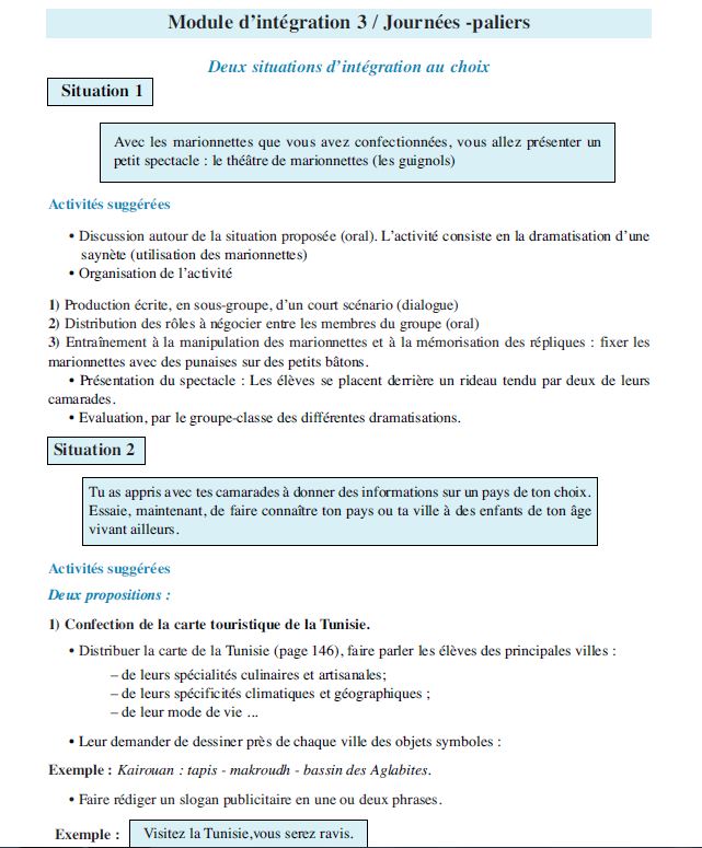 Intégration 3 (module 5/module 6 ) journées paliers | Le français du ...