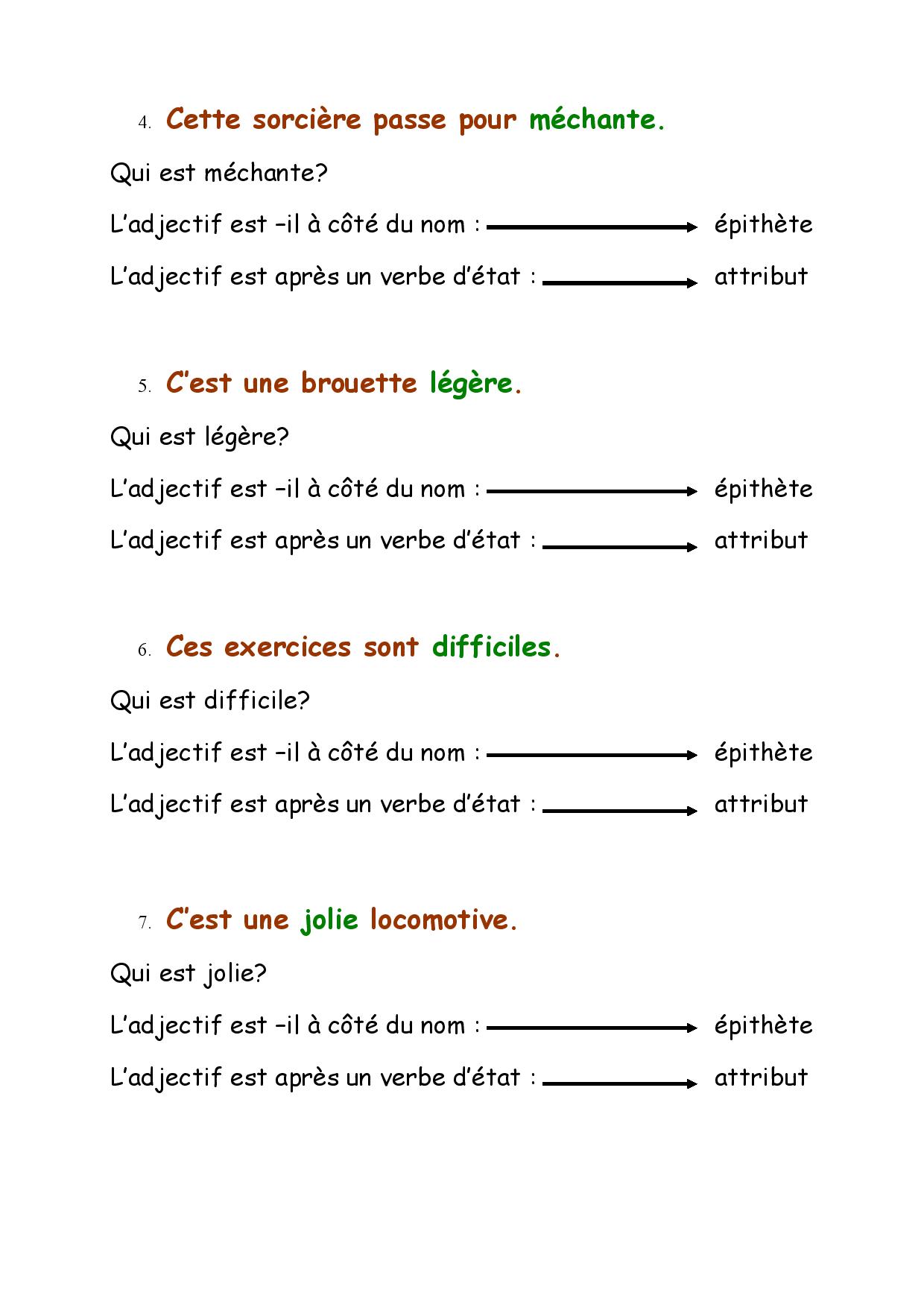 L'adjectif attribut /épithète | Le français du primaire