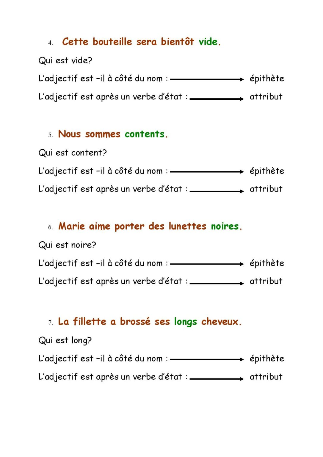L'adjectif attribut /épithète | Le français du primaire