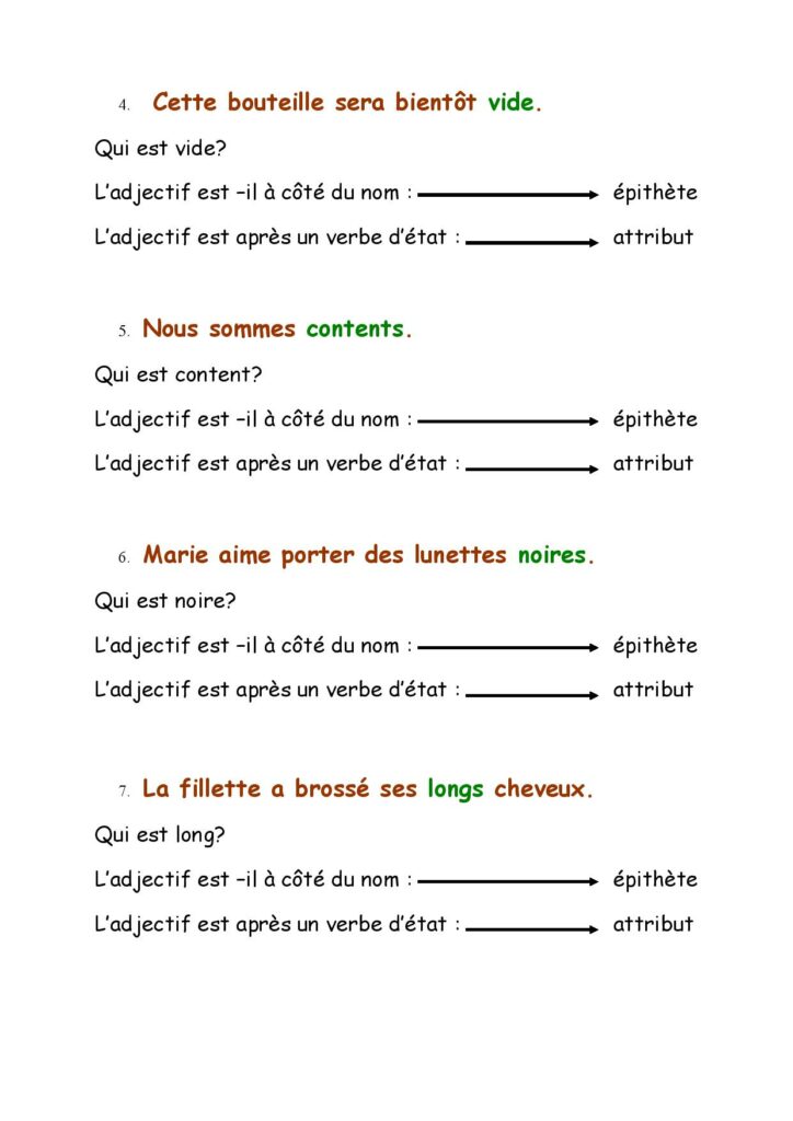 L'adjectif attribut /épithète | Le français du primaire