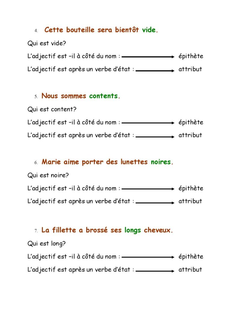 L'adjectif attribut /épithète | Le français du primaire