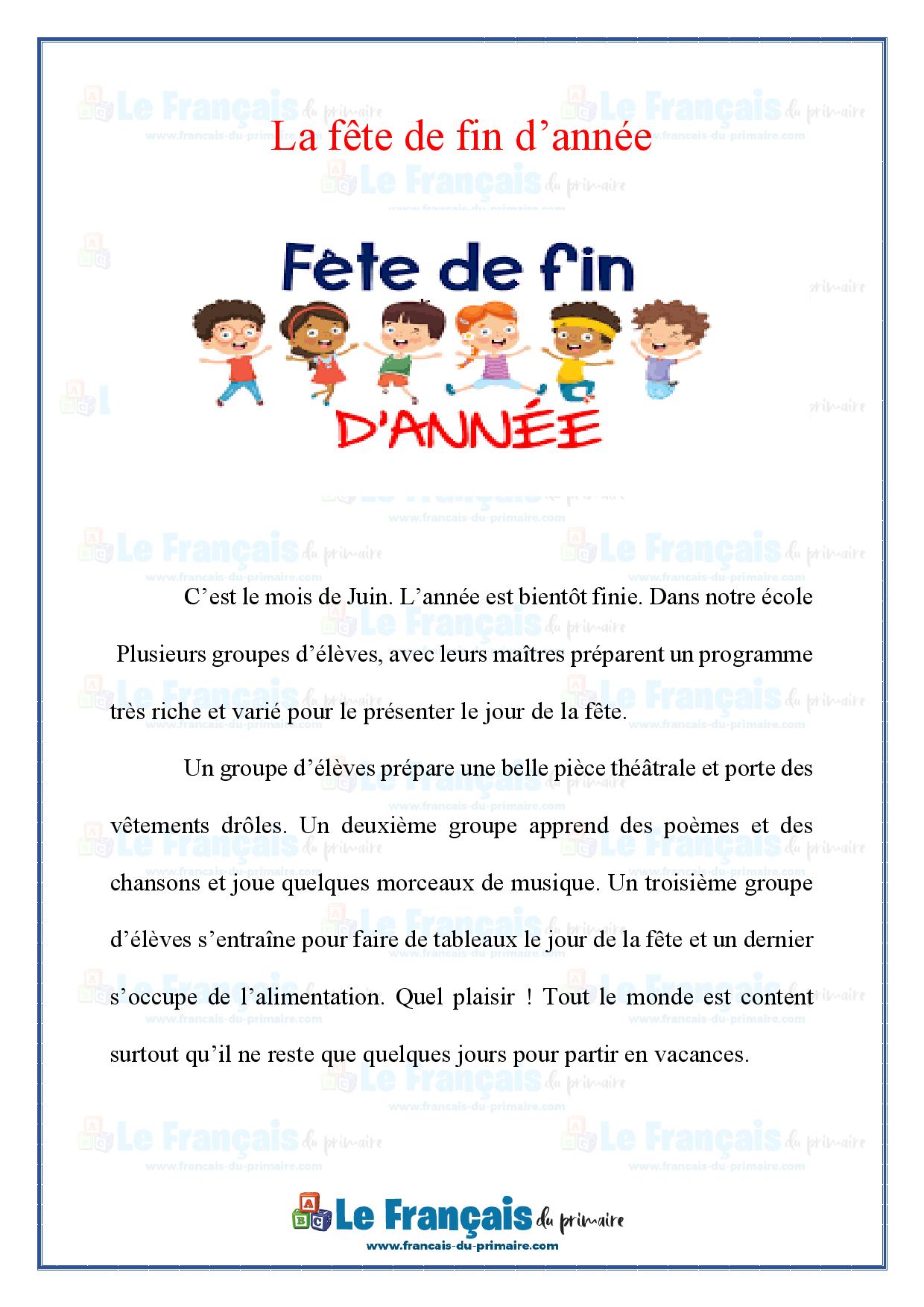La fête de fin d’année | Le français du primaire
