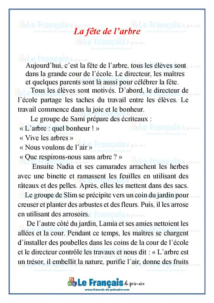 la fête de l'arbre | Le français du primaire