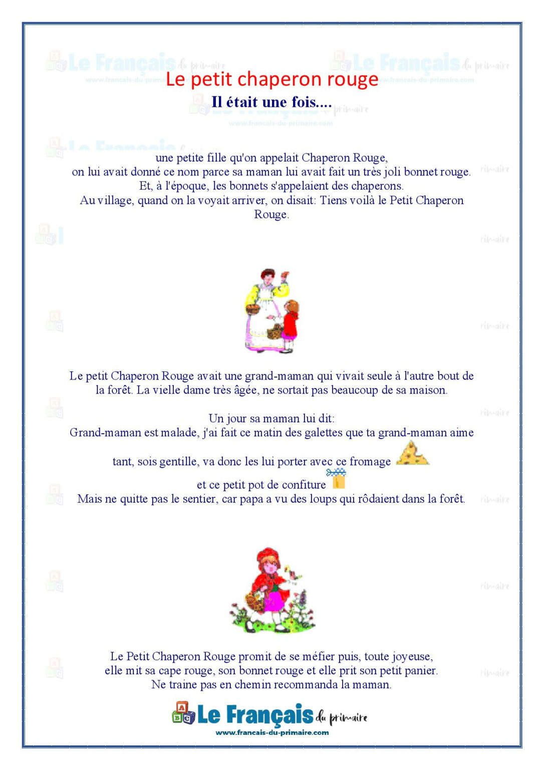 Conte : "le petit chaperon rouge" | Le français du primaire