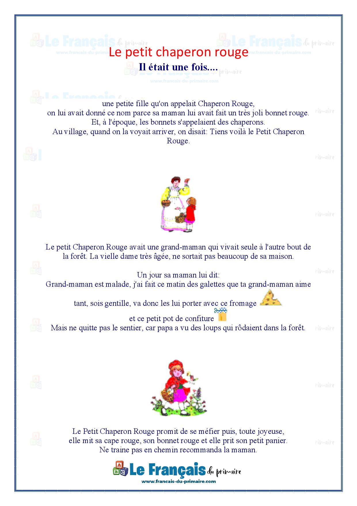 Conte : "le petit chaperon rouge" | Le français du primaire