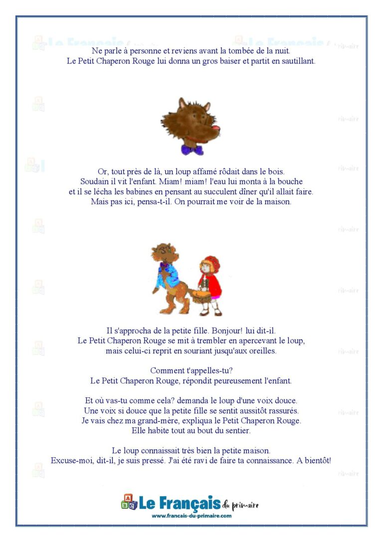 Conte : "le petit chaperon rouge" | Le français du primaire
