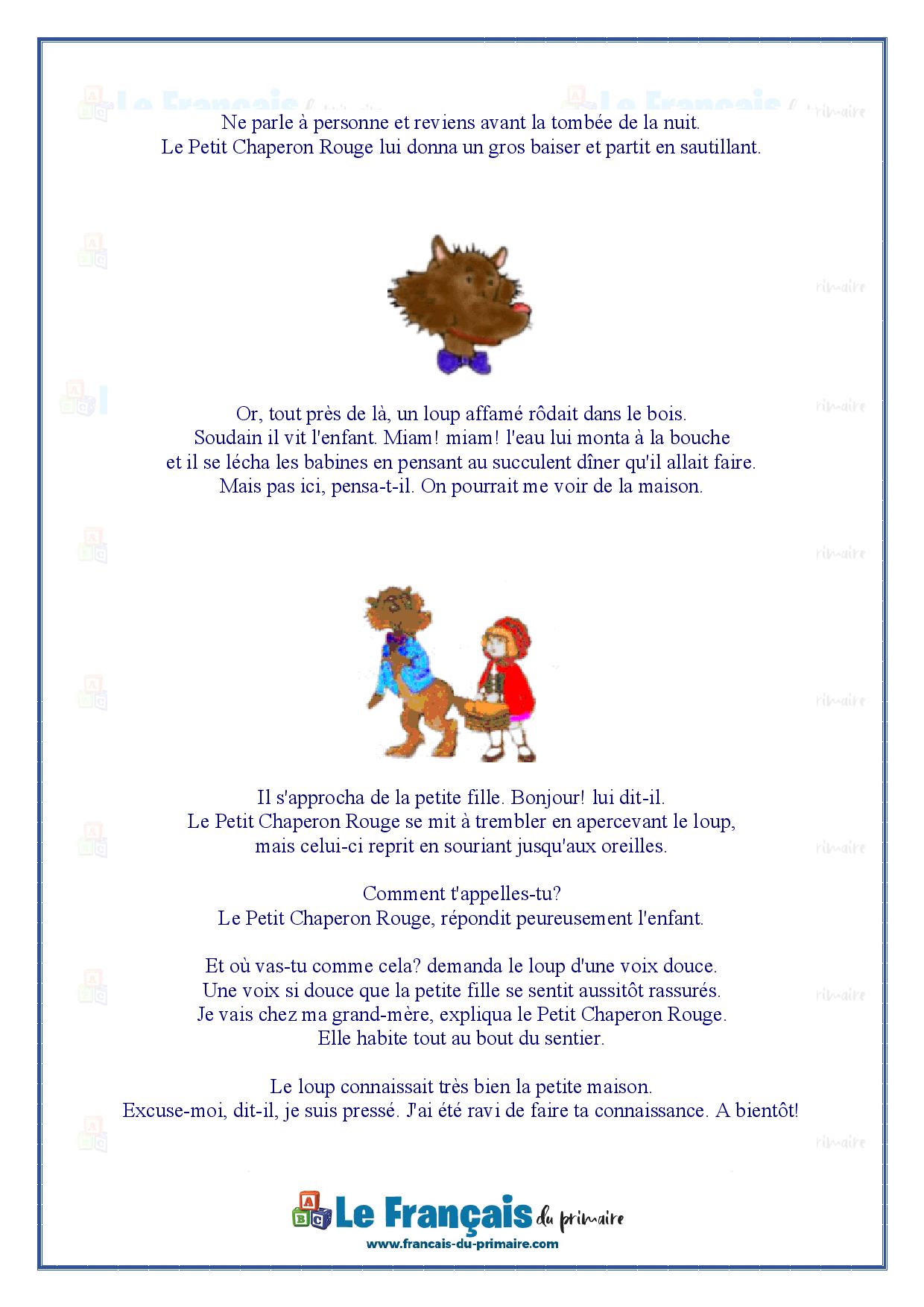 Conte : "le petit chaperon rouge" | Le français du primaire