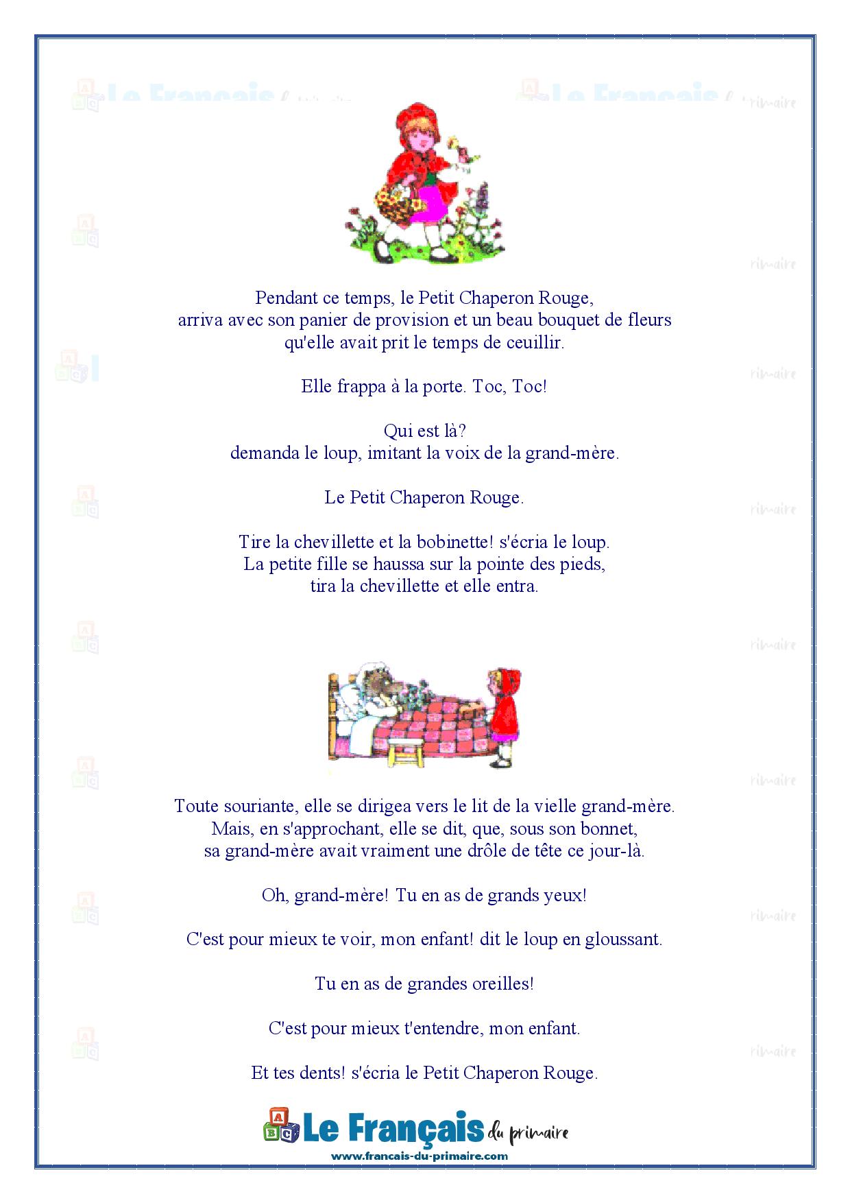 Conte : "le petit chaperon rouge" | Le français du primaire