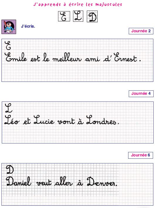 Les lettres majuscules E/L/D | Le français du primaire