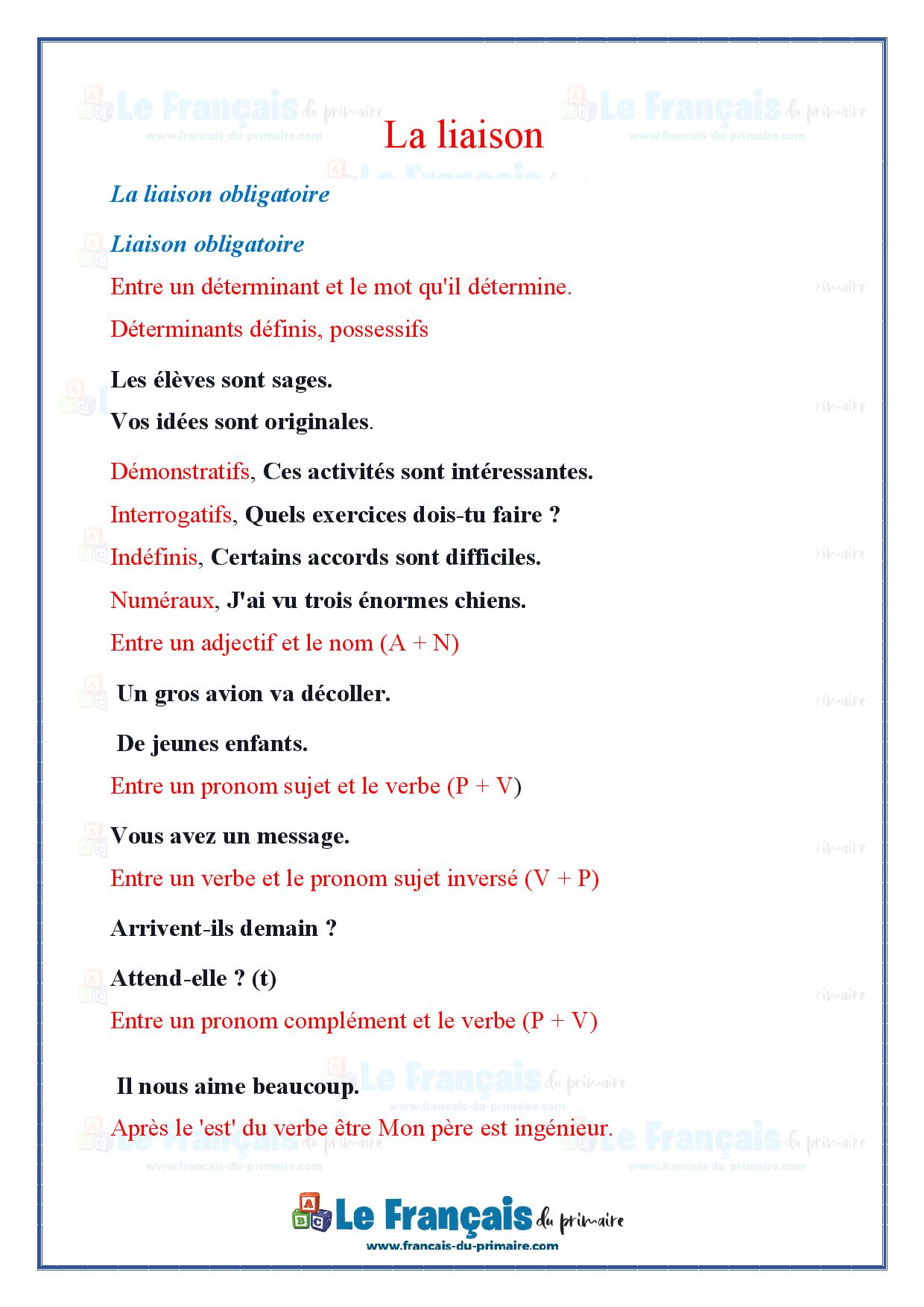 Les liaisons | Le français du primaire