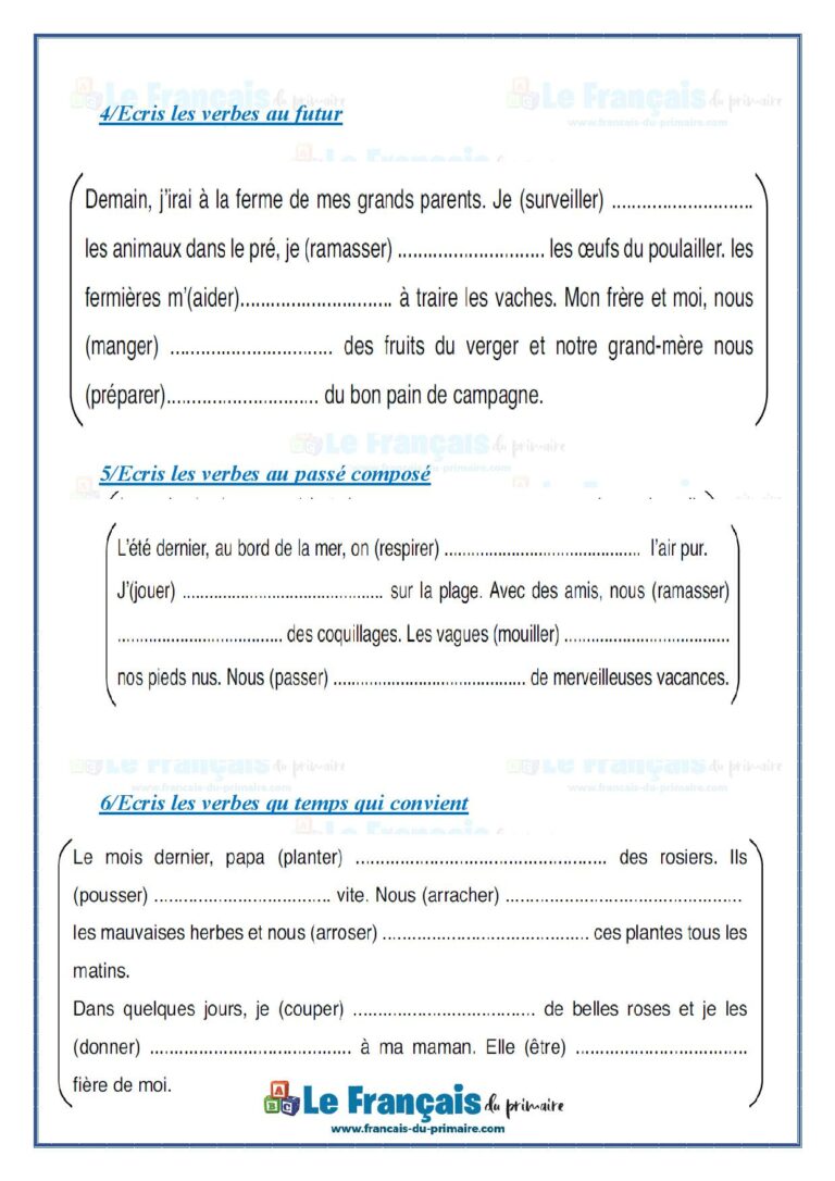 Les verbes du premier groupe : au présent /futur/passé composé | Le ...