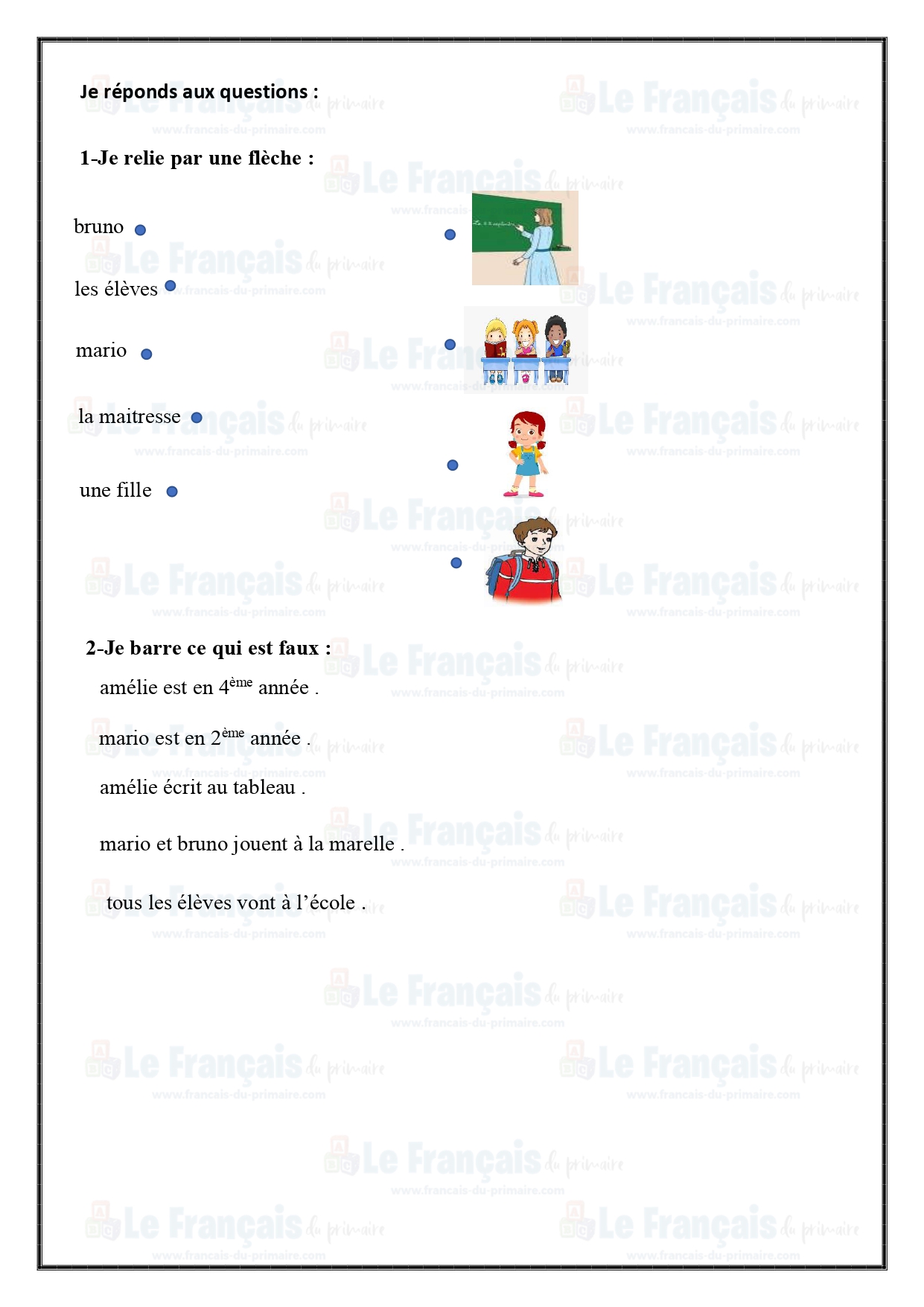 Le français du primaire : Révision 3ème / 4ème année