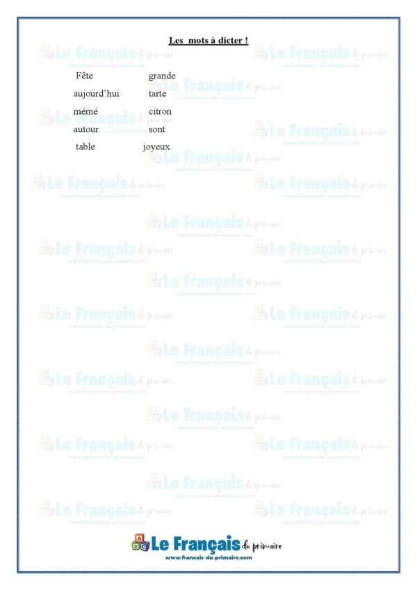 Evaluation de la dictée 4ème année/prérequis | Le français du primaire