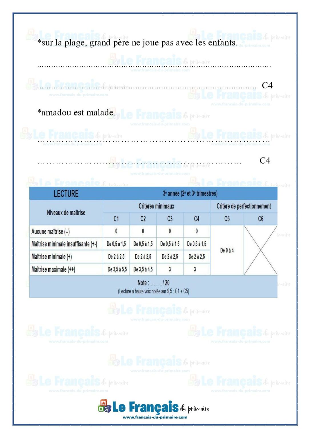 Évaluation de la lecture compréhension /4ème année/prérequis | Le ...