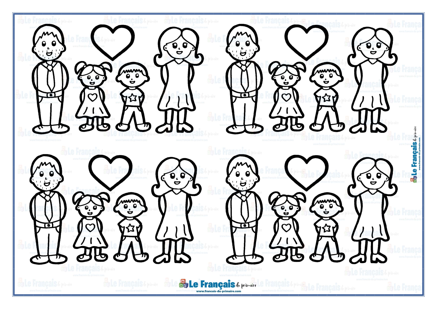 Fiche de coloriage: J'adore ma famille | Le français du primaire