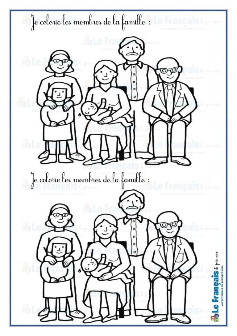 Fiche de coloriage 3ème année : Ma famille , mon amour ! | Le français ...