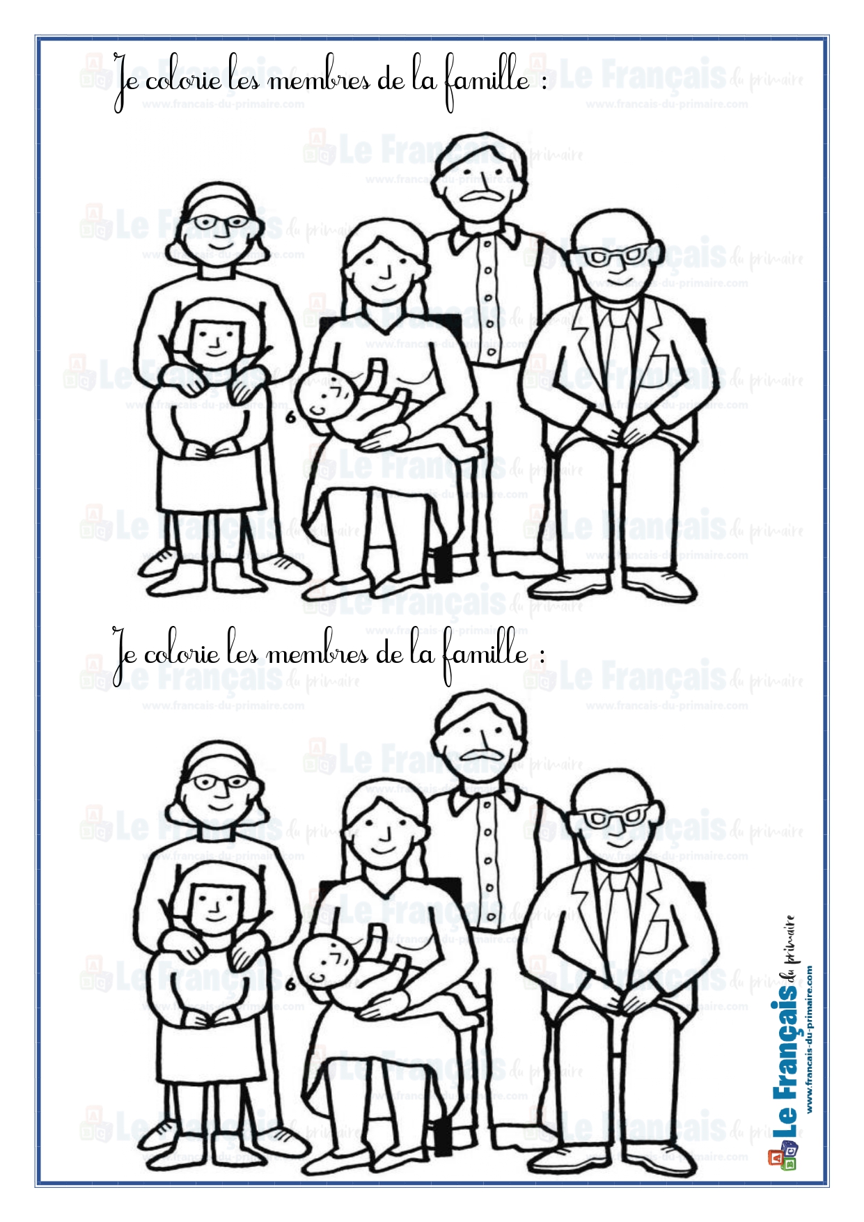 Fiche de coloriage 3ème année : Ma famille , mon amour ! | Le français ...