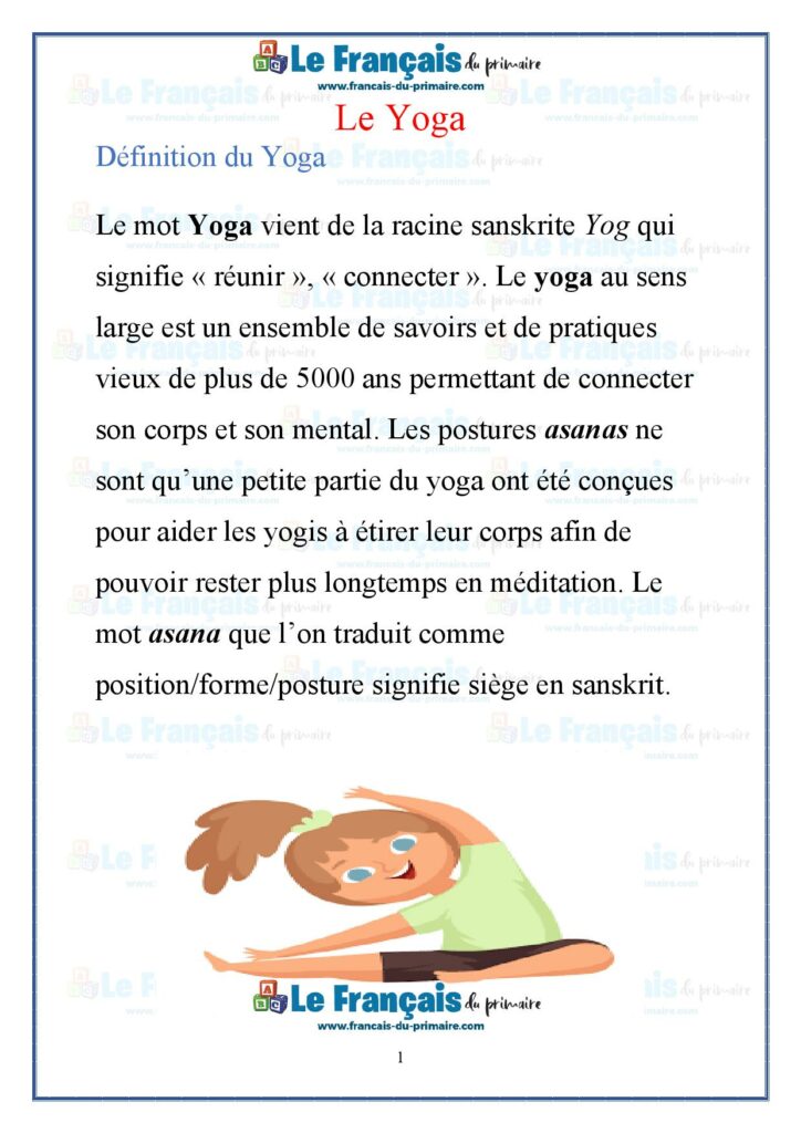 Le yoga (5ème année) | Le français du primaire