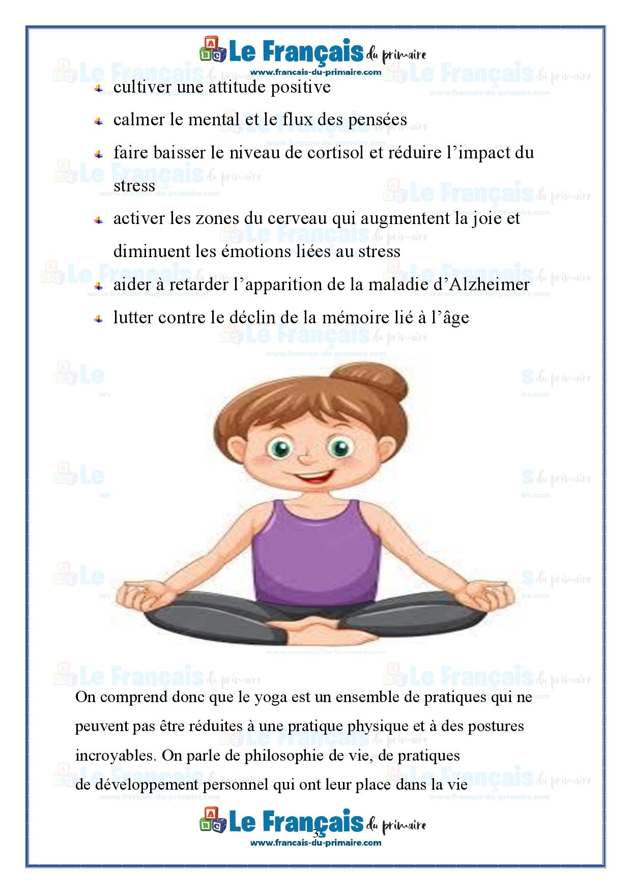 Le yoga (5ème année) | Le français du primaire