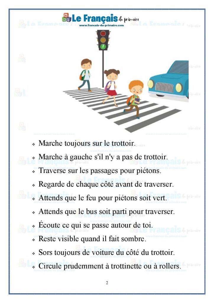 Code du piéton (5ème année) | Le français du primaire