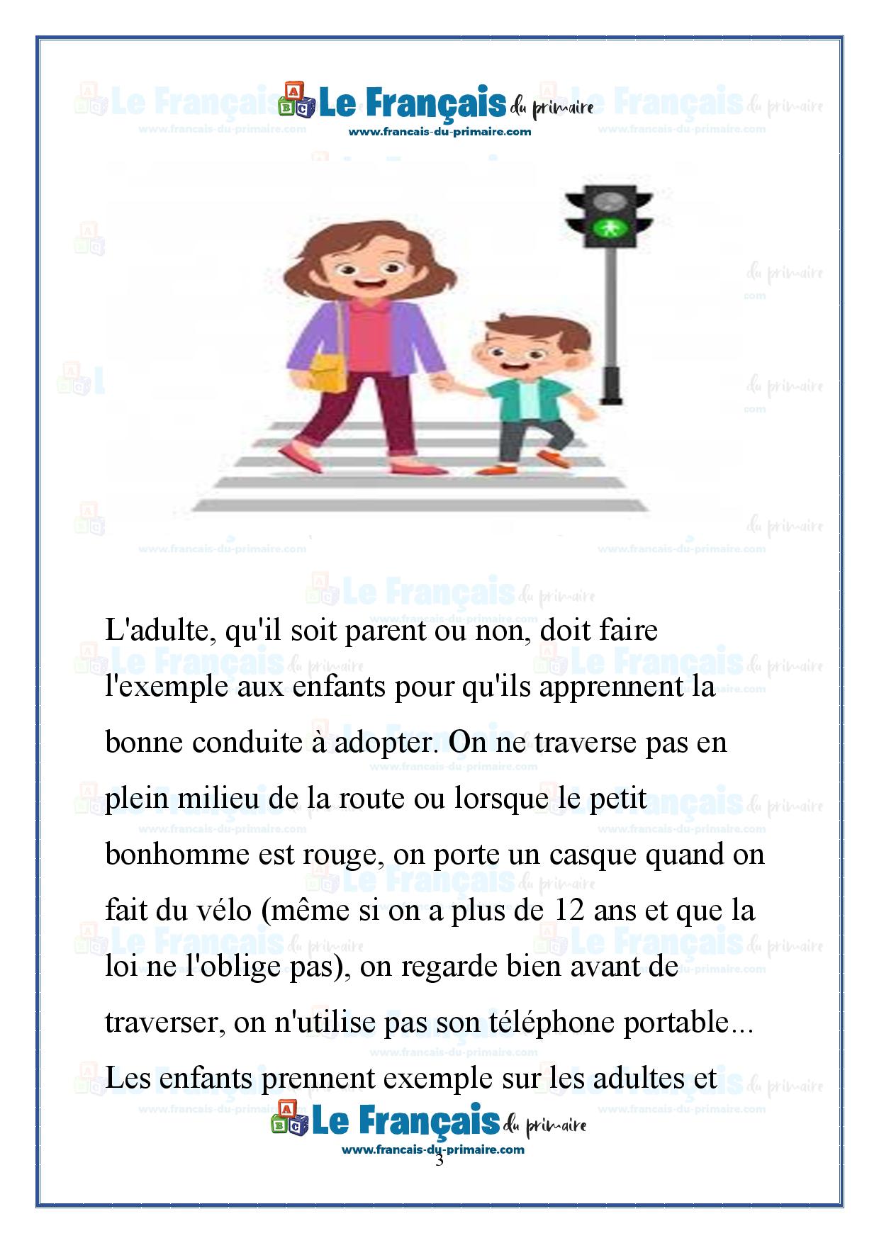 Code du piéton (5ème année) | Le français du primaire