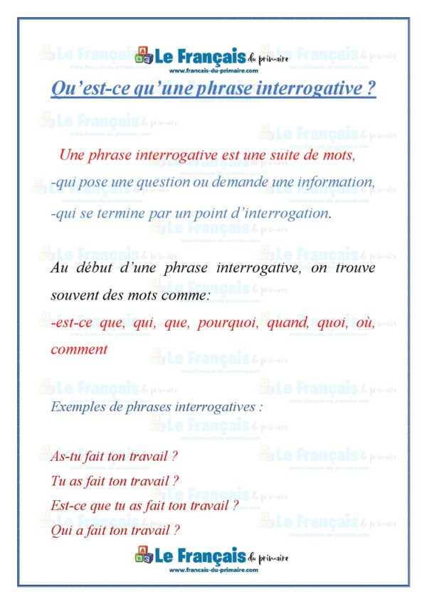 Qu’est-ce qu’une phrase interrogative ? | Le français du primaire
