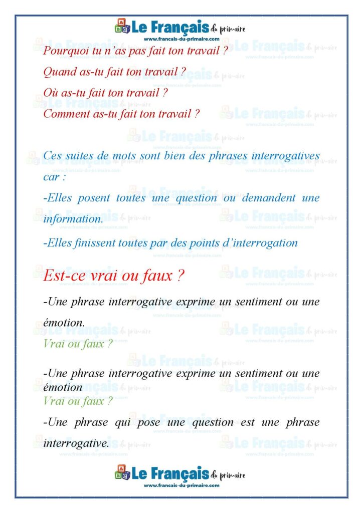 Qu’est-ce qu’une phrase interrogative ? | Le français du primaire