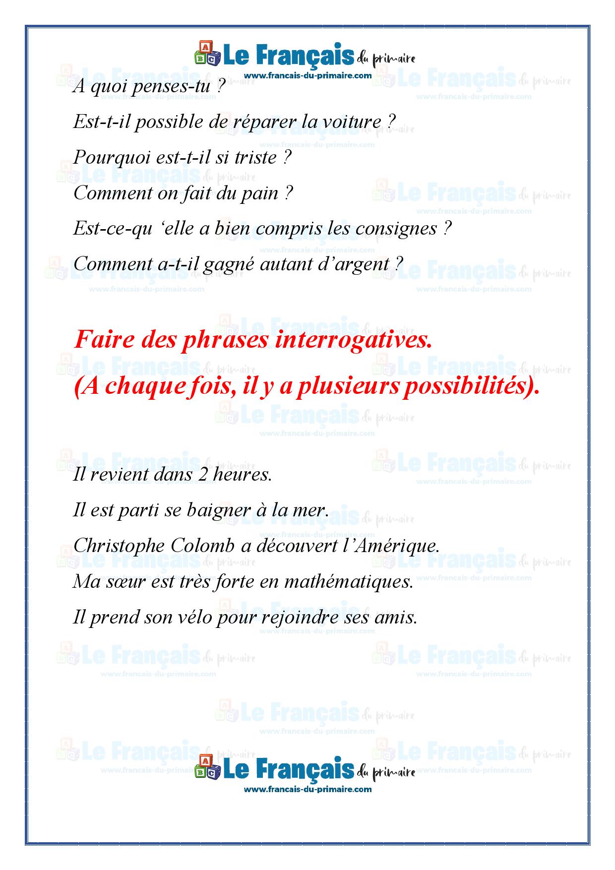 Qu’est-ce qu’une phrase interrogative ? | Le français du primaire